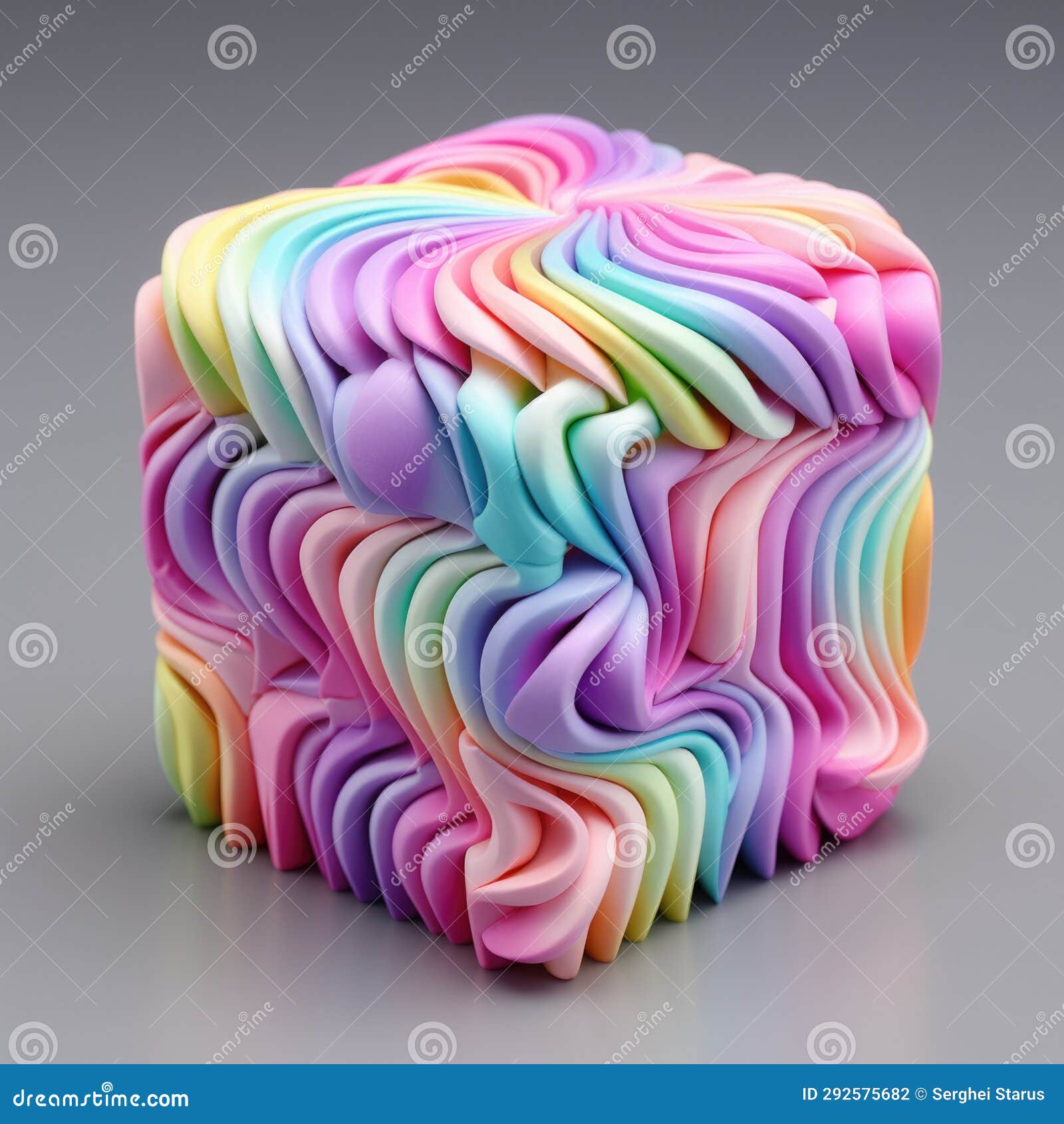 A Colorful Cube Made Out of Plastic with Wavy Lines, AI Stock ...