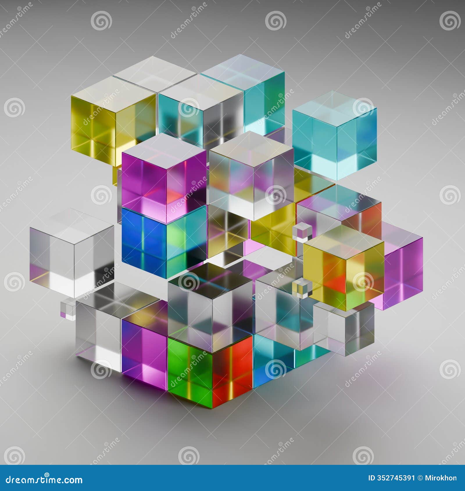 Colorful Cube Structure Made of Multicolor Glass Blocks Stock ...