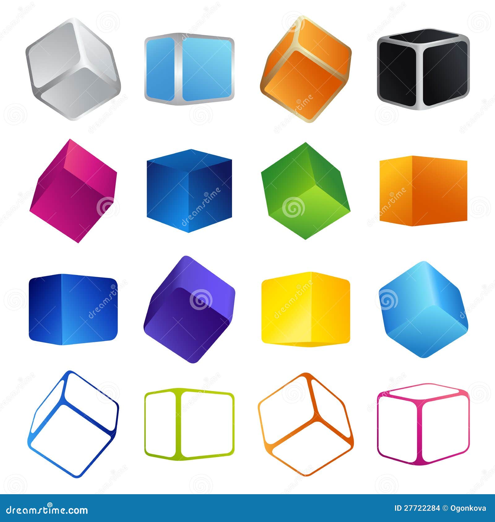 Colorful cubes stock vector. Illustration of shape, blank - 27722284