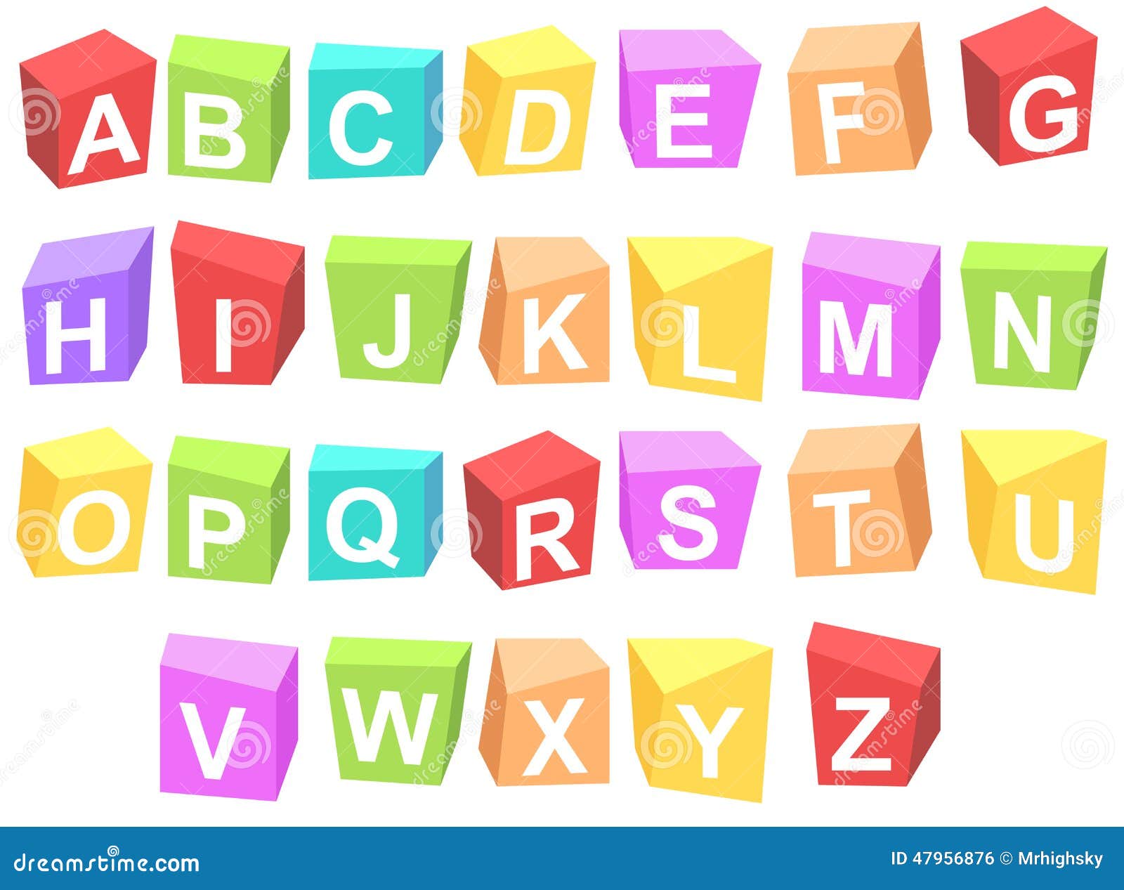 Colorful cubes alphabets stock vector. Illustration of isolated - 47956876