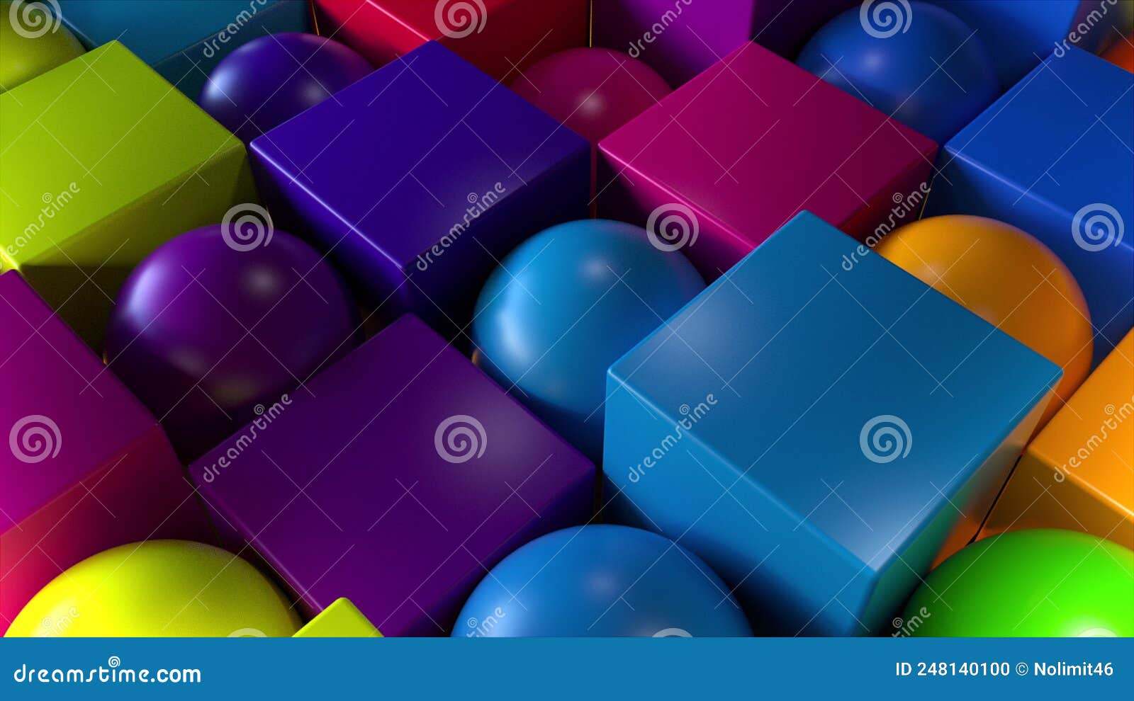 Colorful cubes and spheres stock illustration. Illustration of ...