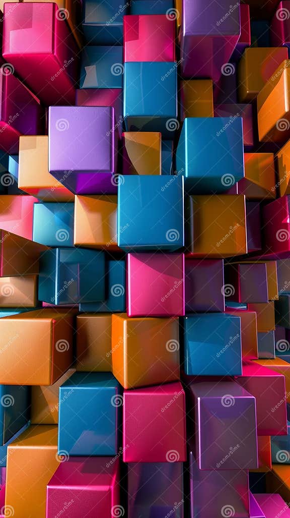 Colorful Cubes Stack Together Creating a Visually Stimulating Pattern ...