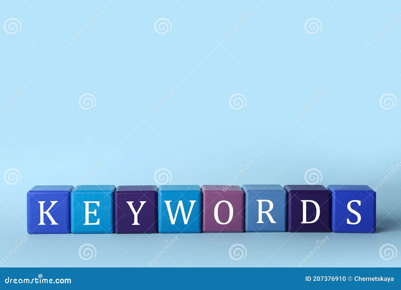 Colorful Cubes with Word KEYWORDS on Light Blue Background Stock Photo ...