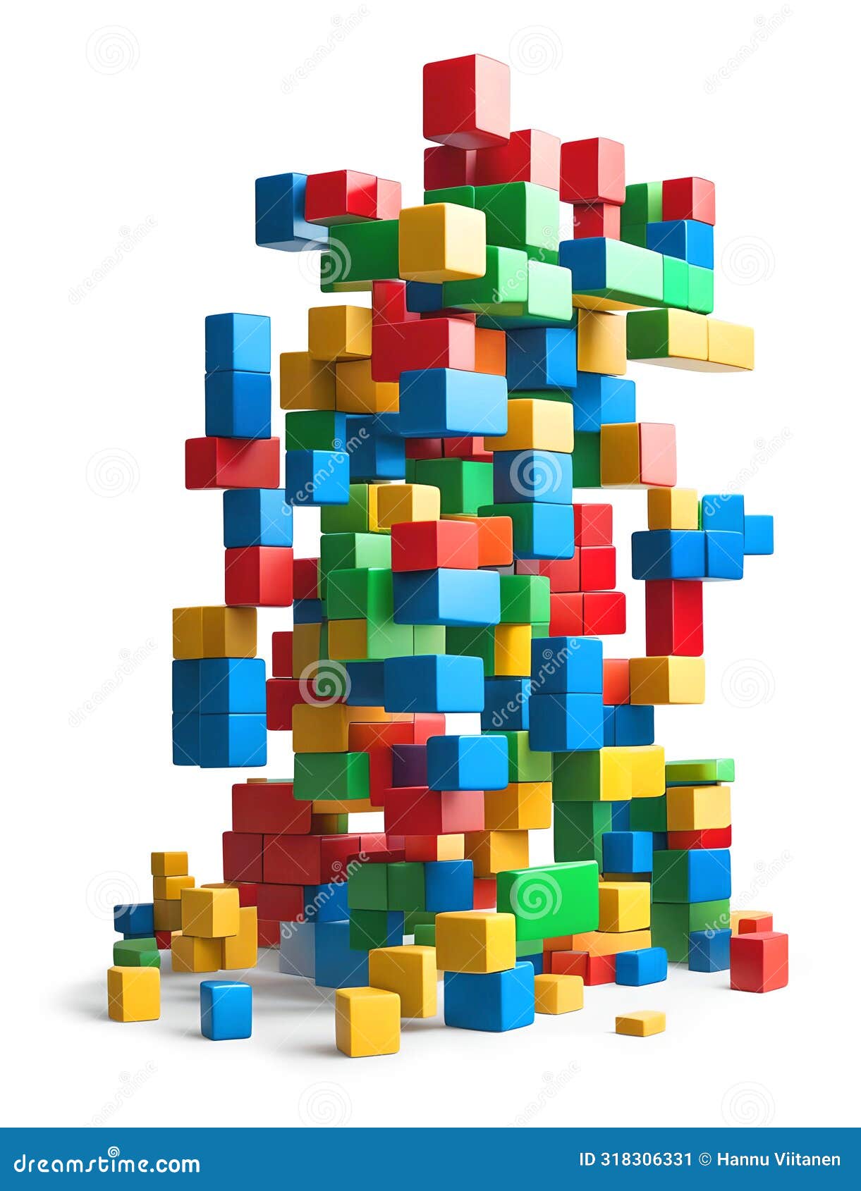 Colorful Cubic Building Blocks Construction Forming a Complex Structure ...