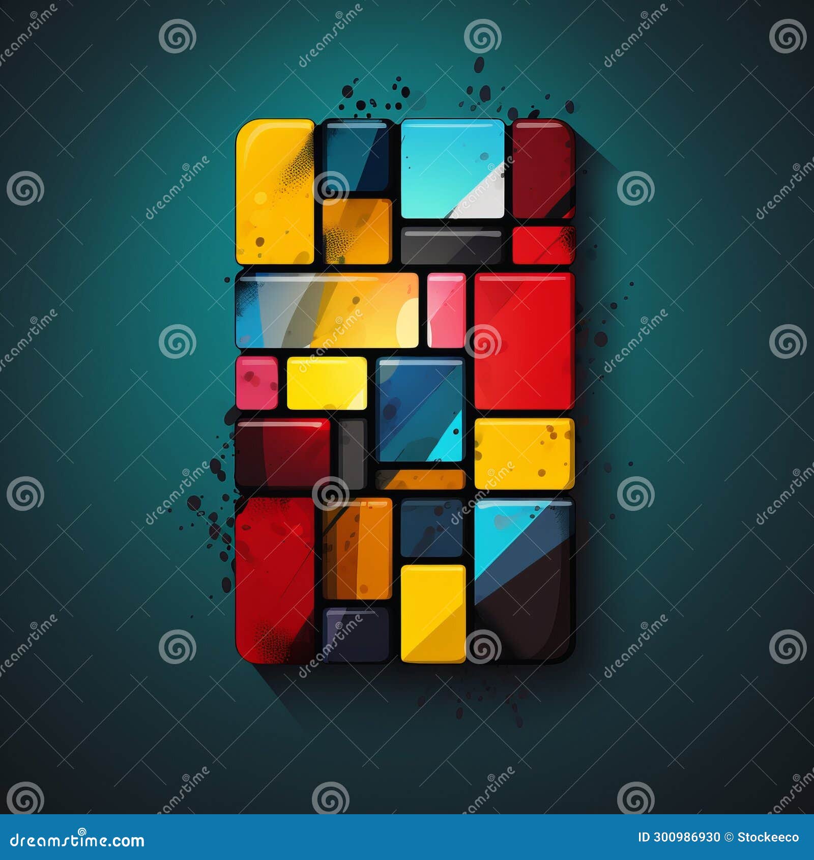 Colorful Cubist Phone with Enigmatic Characters and Deconstructed ...