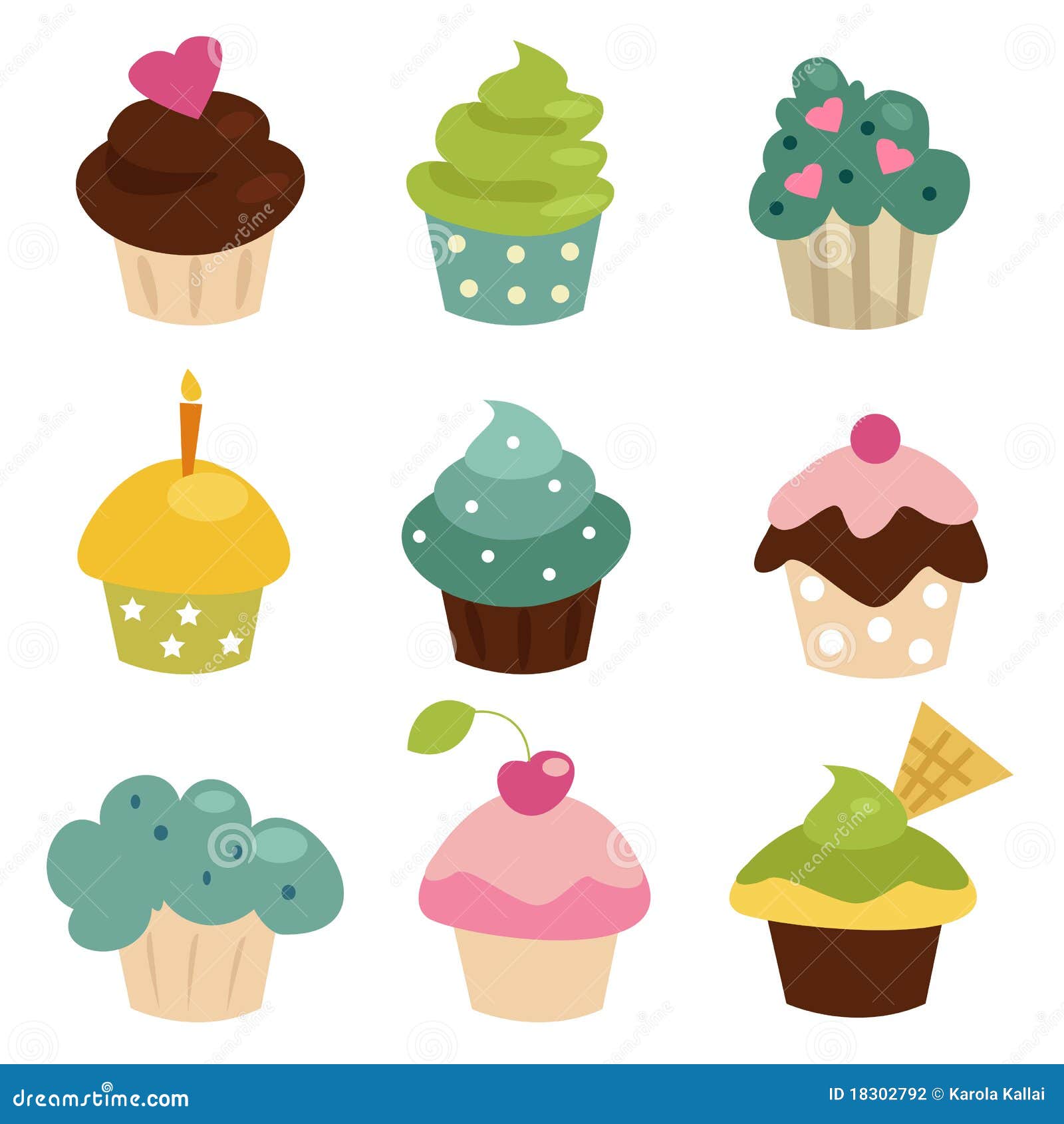 Colorful cupcake set stock vector. Illustration of cartoon - 18302792