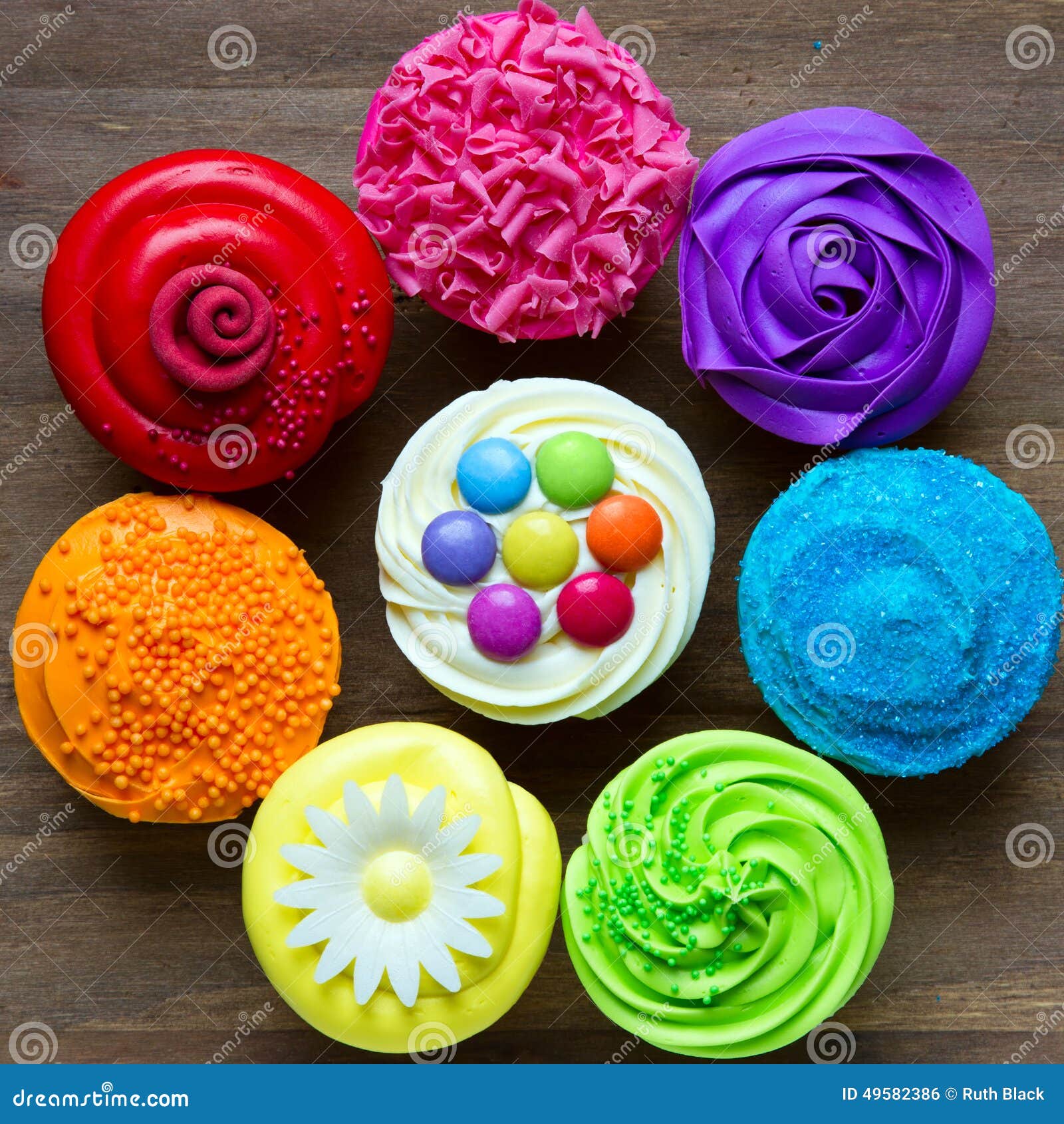 Colorful cupcakes stock photo. Image of multicolored - 49582386