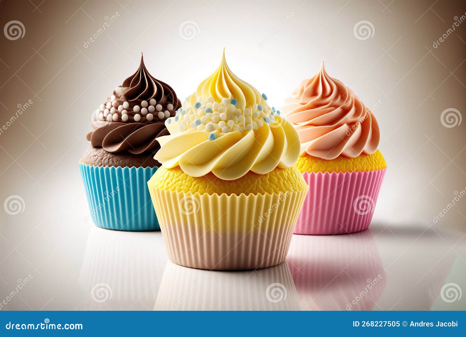 Colorful Cupcakes. 3D Realistic Rendering Stock Illustration ...