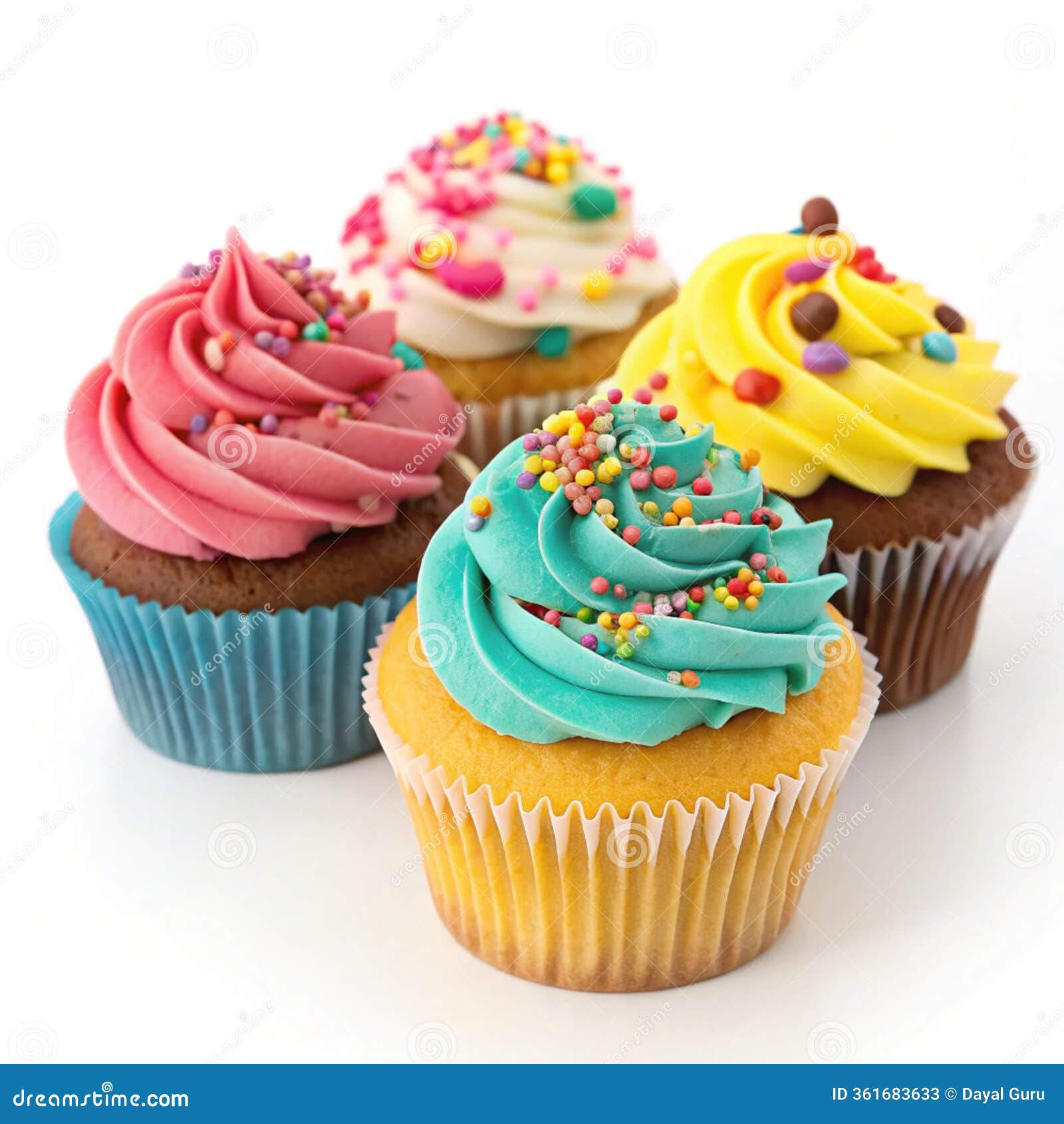 Colorful Cupcakes Isolated on Transparent Background Stock Illustration ...