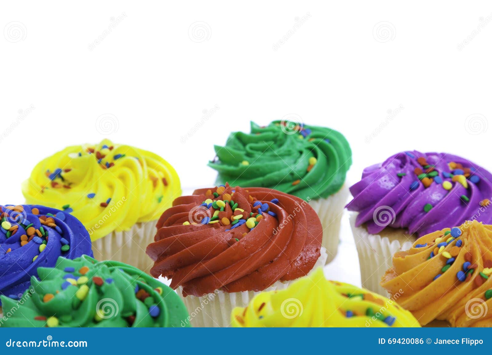 Colorful Cupcakes on White Background Stock Photo - Image of cupcake ...