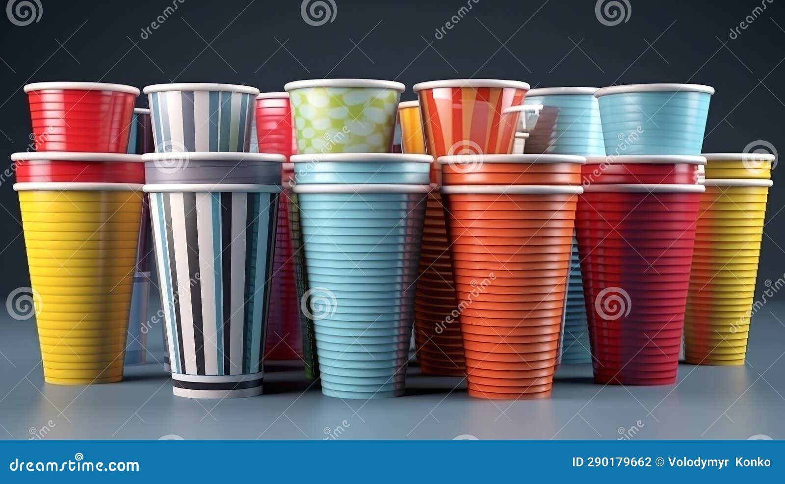 Colorful Cups Arranged in a Row. Generative Ai Stock Photo - Image of ...