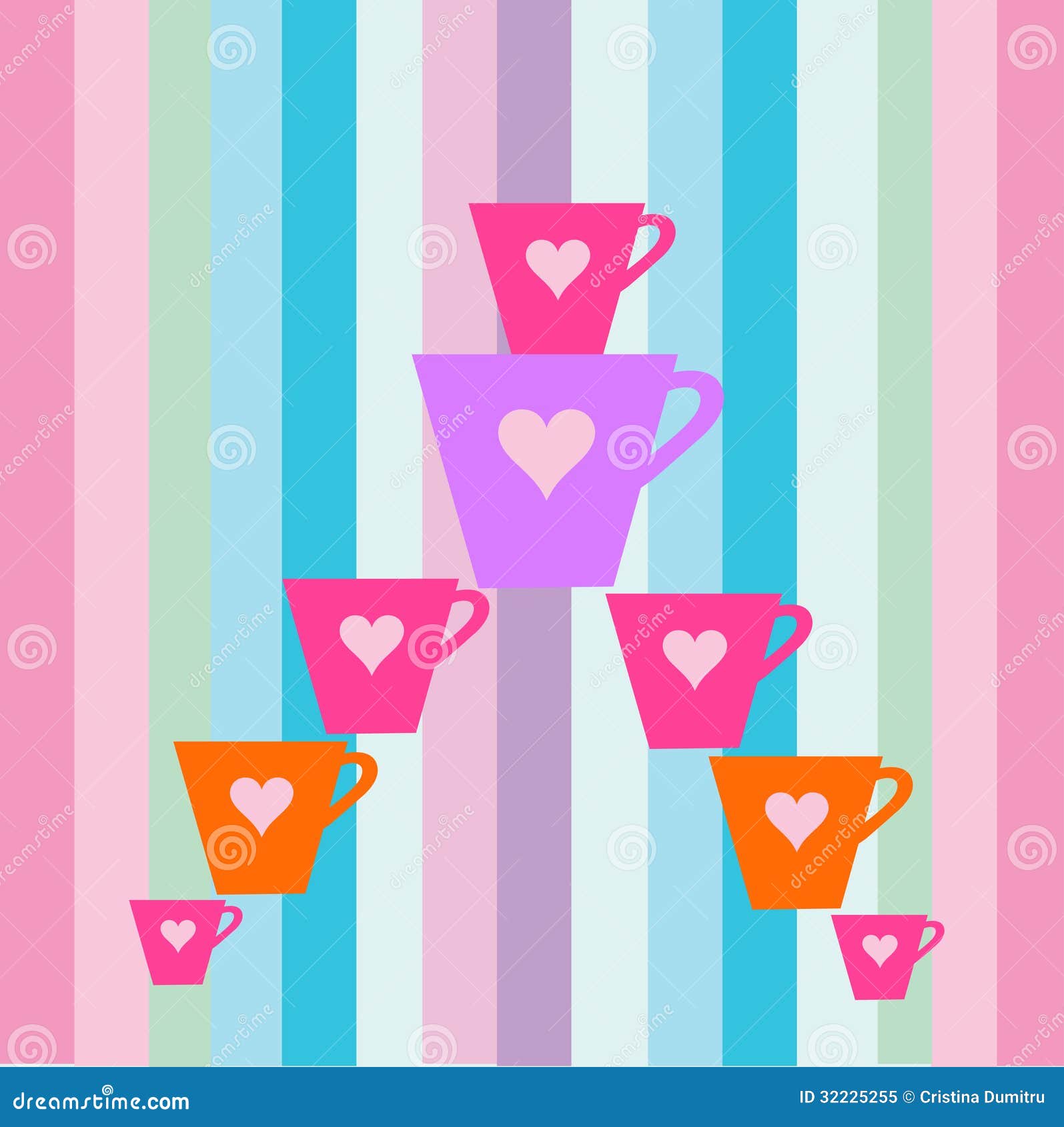 Colorful cups stock illustration. Illustration of pink - 32225255