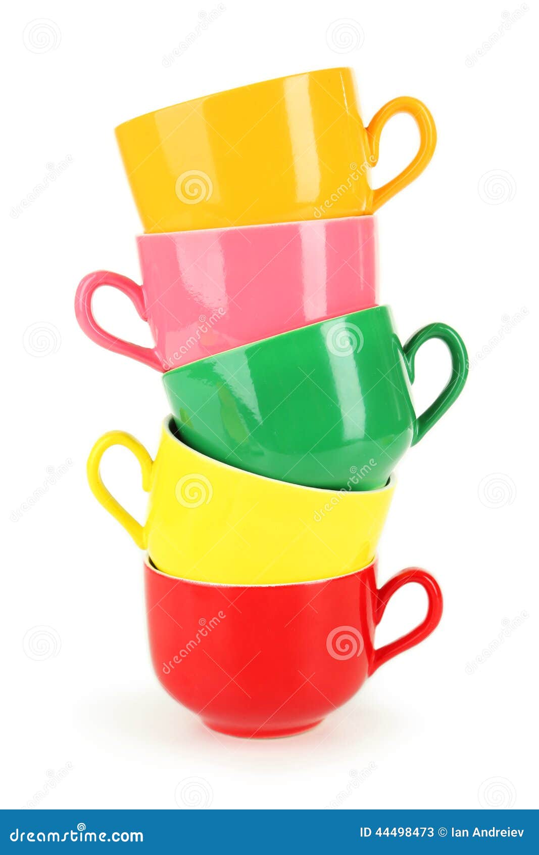 Colorful Cups Isolated on White Stock Image - Image of natural, light ...