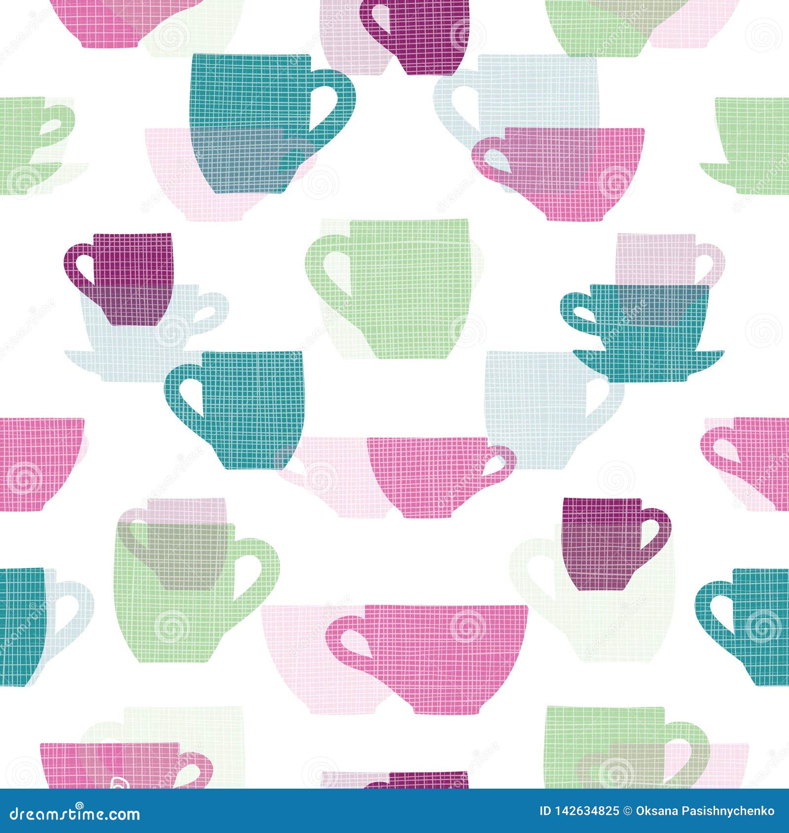 Colorful Cups Seamless Pattern Print Background Design Stock Vector ...