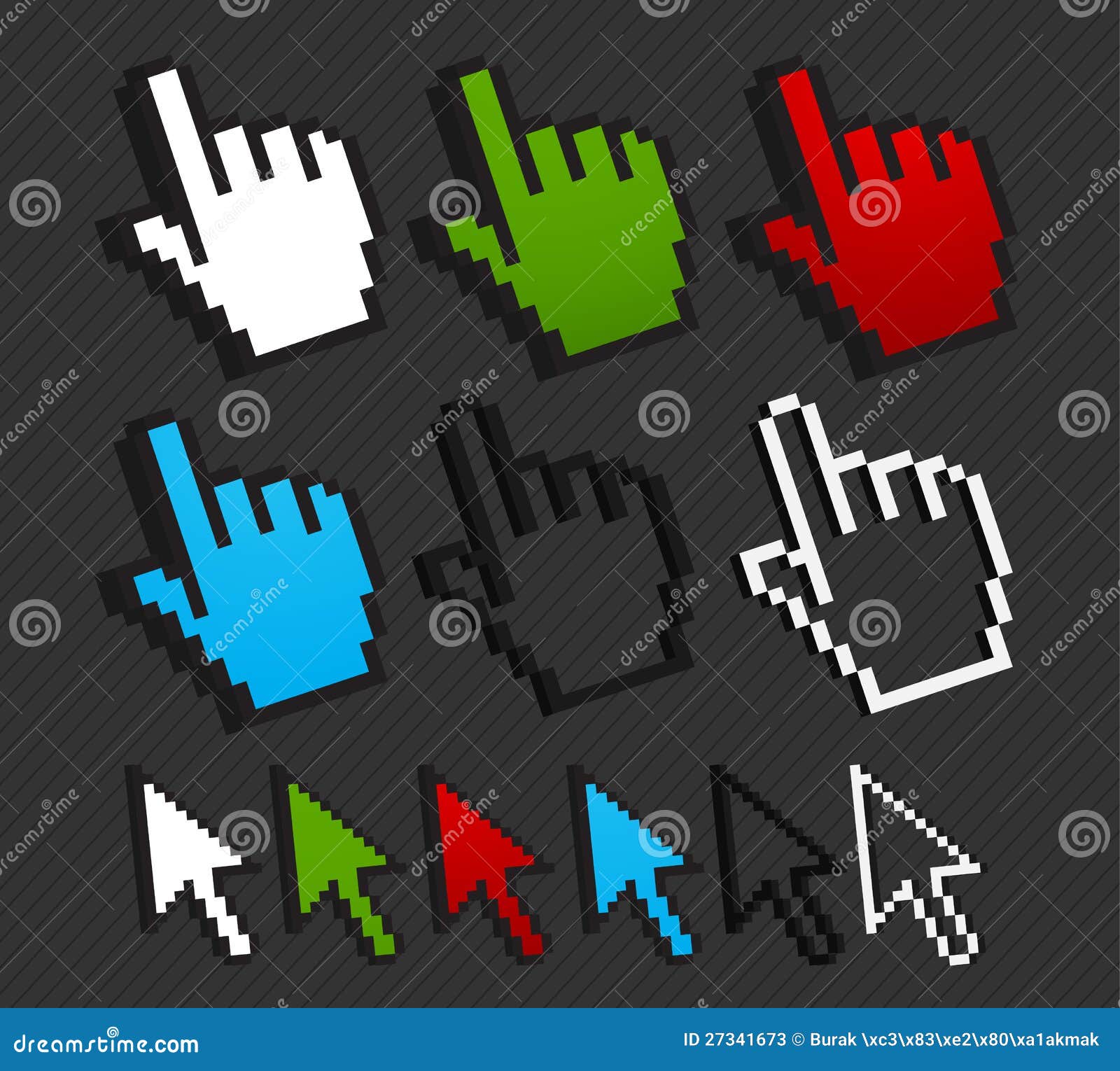 Colorful Cursor Set Internet Concept Stock Vector - Illustration of ...