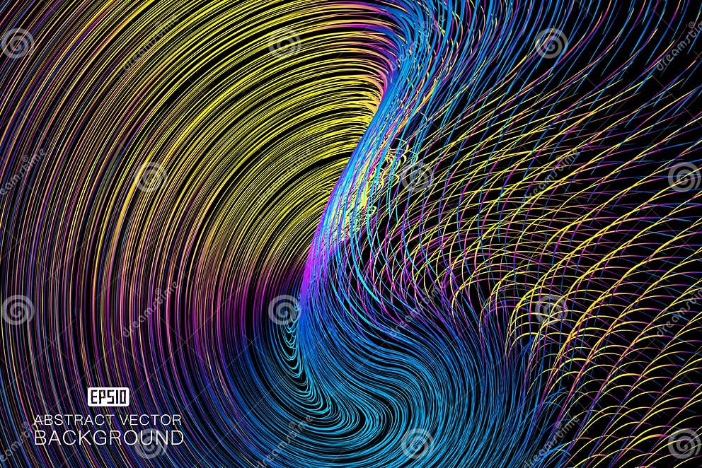 Colorful Curve Composition Glowing Spiral Abstract Texture Pattern ...