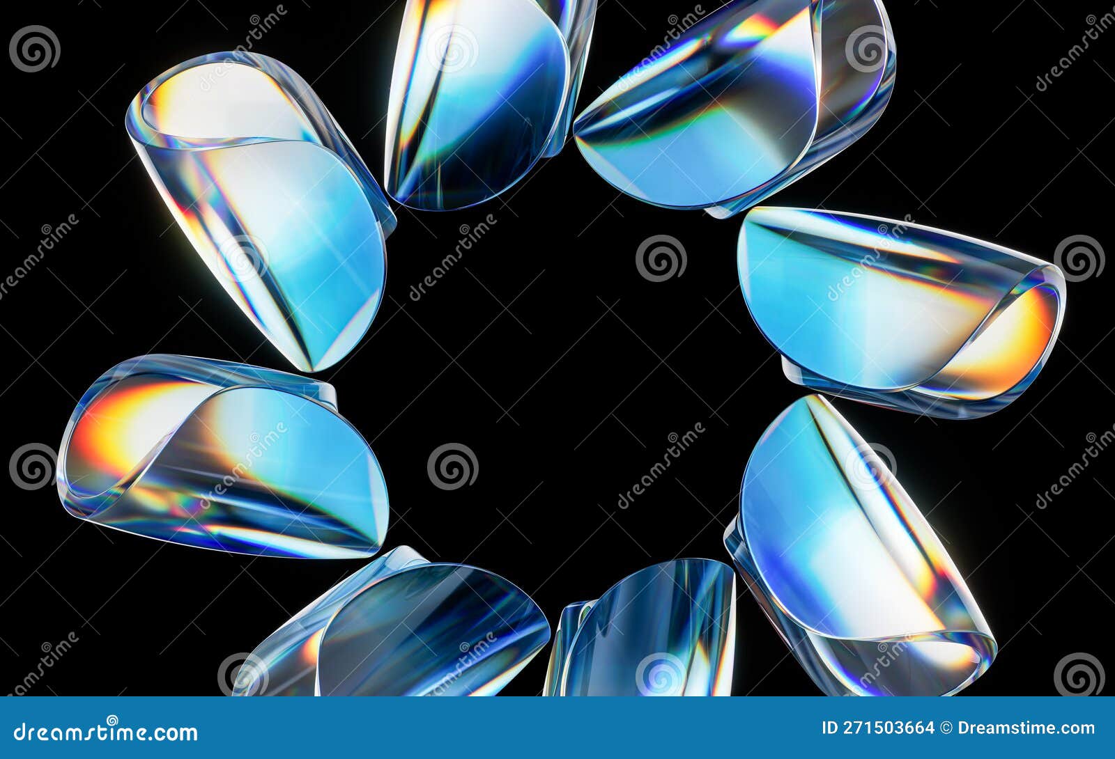 Colorful Curve Glass with Dispersion, 3d Rendering Stock Illustration ...