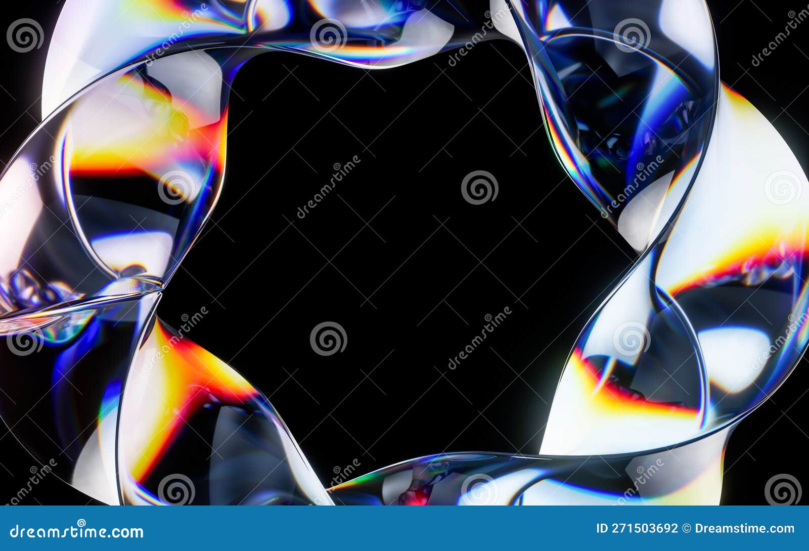 Colorful Curve Glass with Dispersion, 3d Rendering Stock Illustration ...