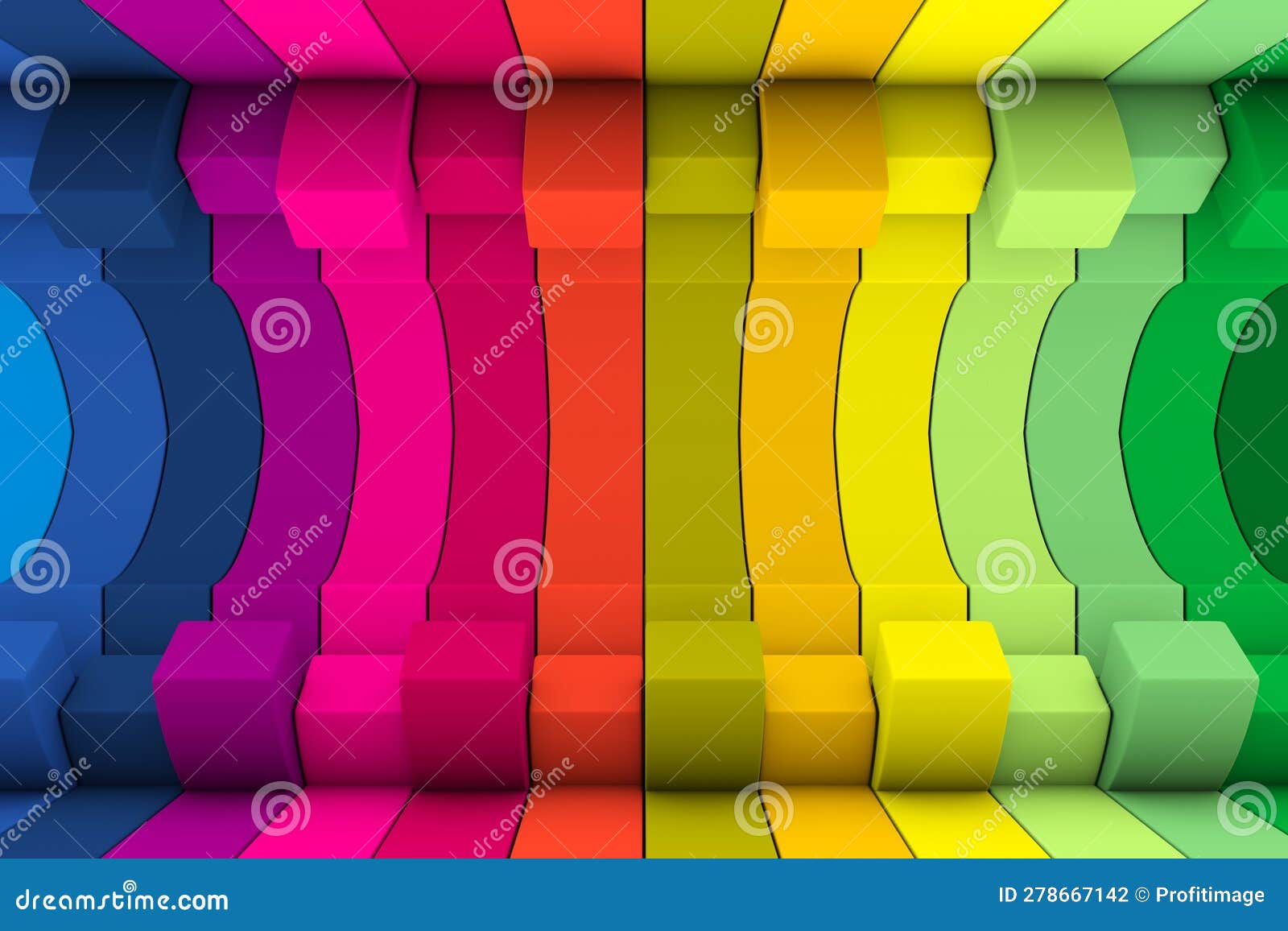 Colorful Curved Boxes Abstract Background 3D Stock Illustration ...