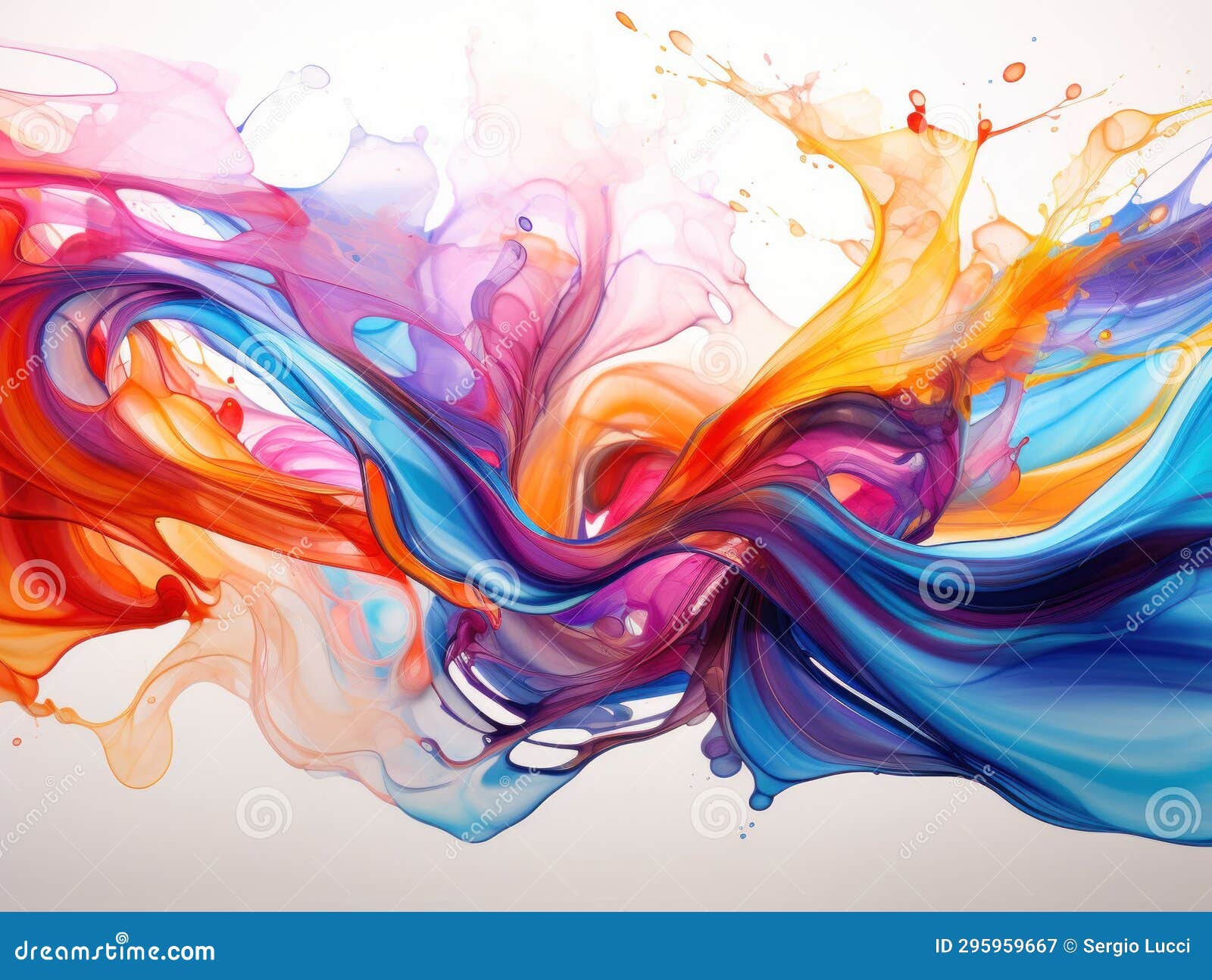 Colorful Curved Waves. Liquid Flow Wave on White Background Stock Image ...