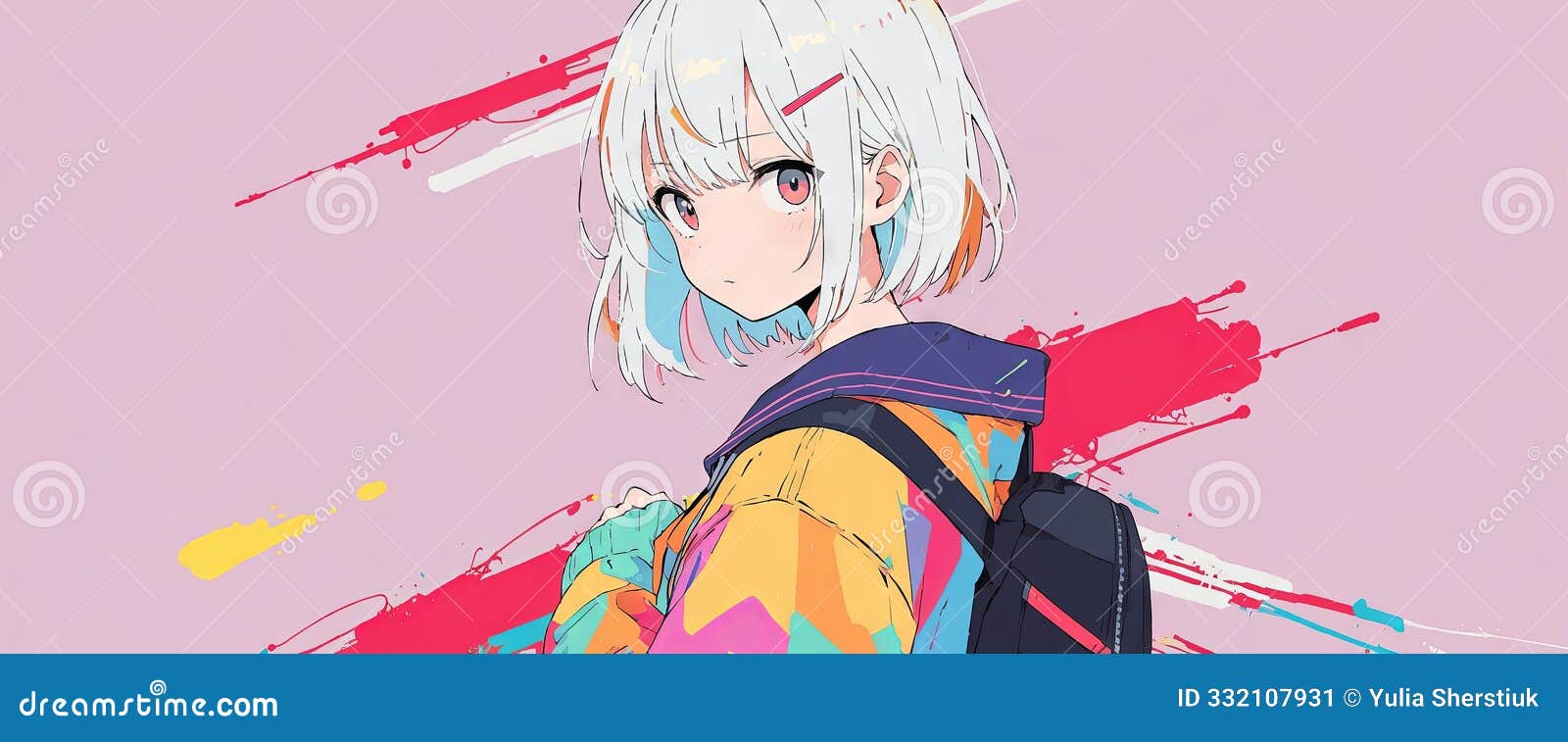 Colorful And Cute Anime Graffiti Style Wallpaper Anime Style Stock Image Image Of Street