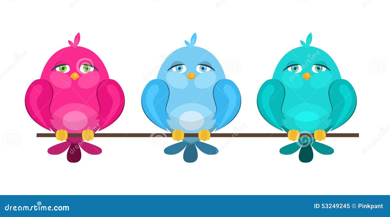Colorful Cute Birds Sitting on a Branch Stock Vector - Illustration of ...