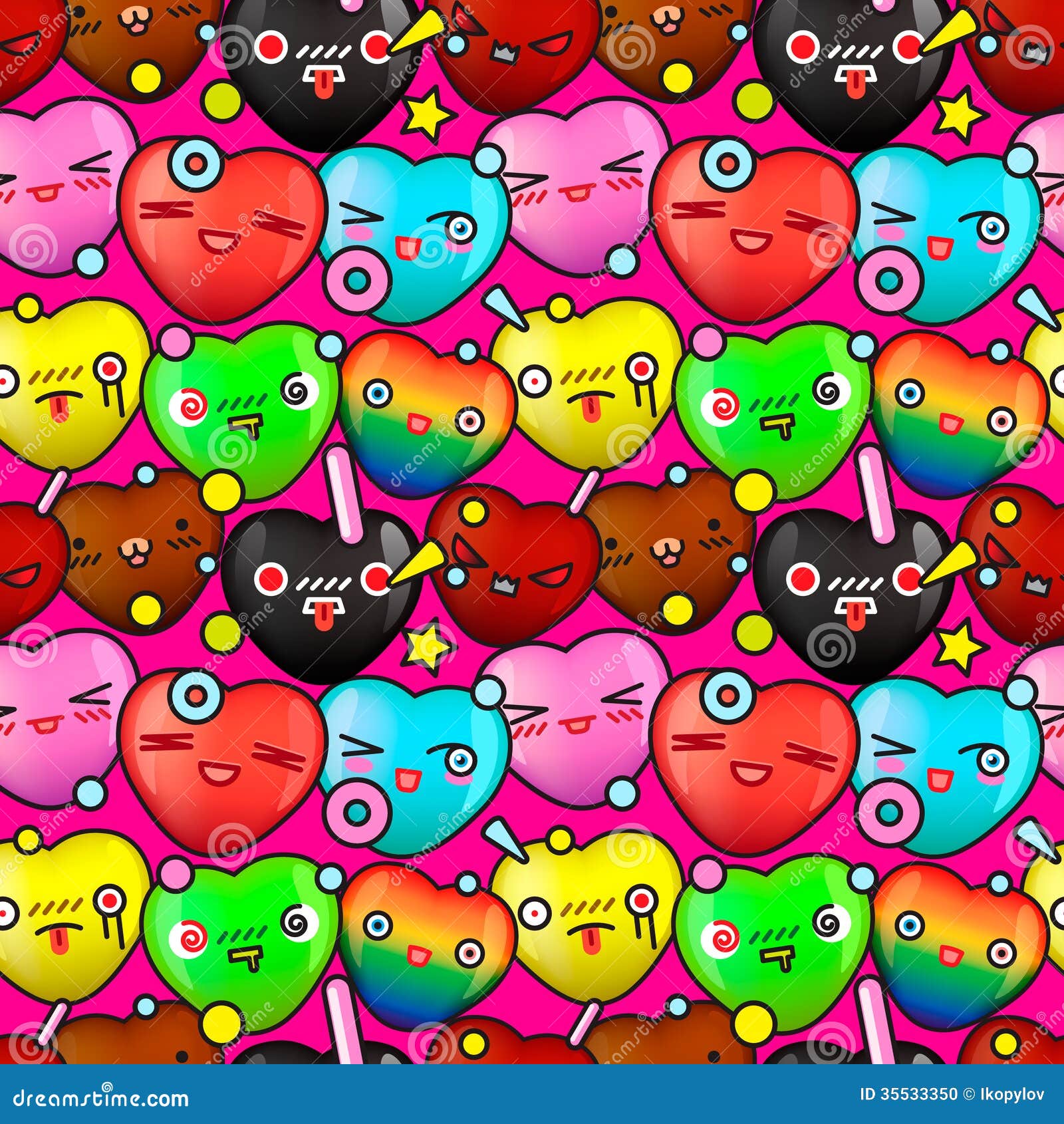 Colorful Cute Cartoon Seamless Pattern Stock Vector - Illustration of ...