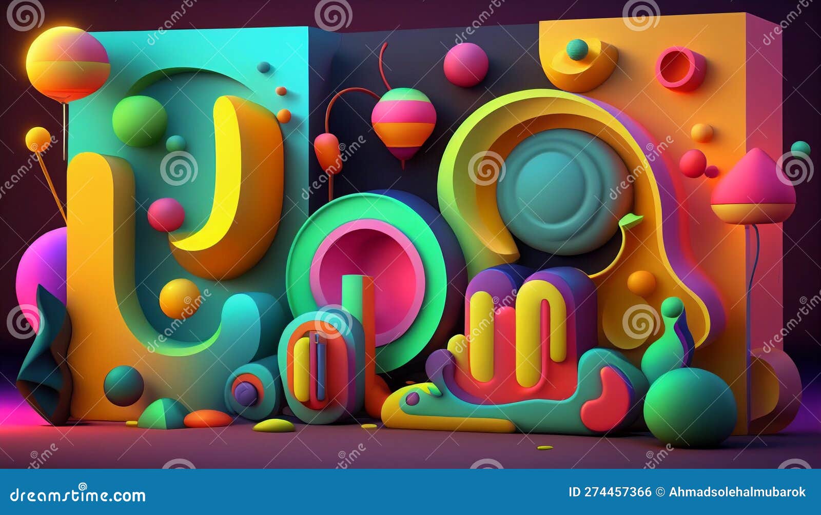 Colorful Cute Doodle 3d Rendering Generated with Ai Tools Stock ...