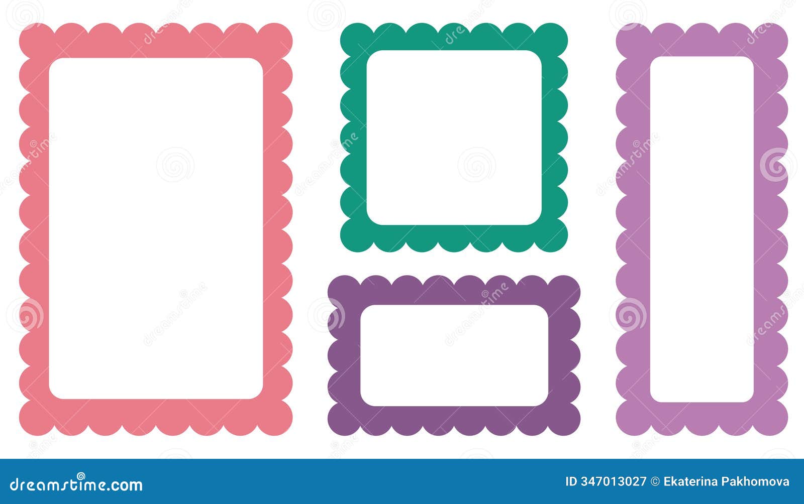 Colorful Cute Frames with Ruffles Edges Isolated on White. Stock ...