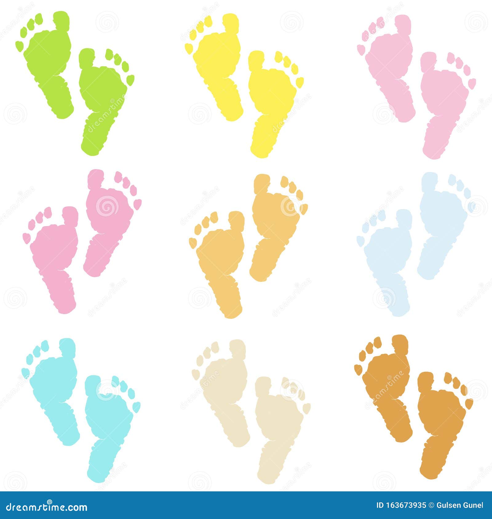 Colorful Cute Isolated Baby Foot Prints Vector Stock Vector ...