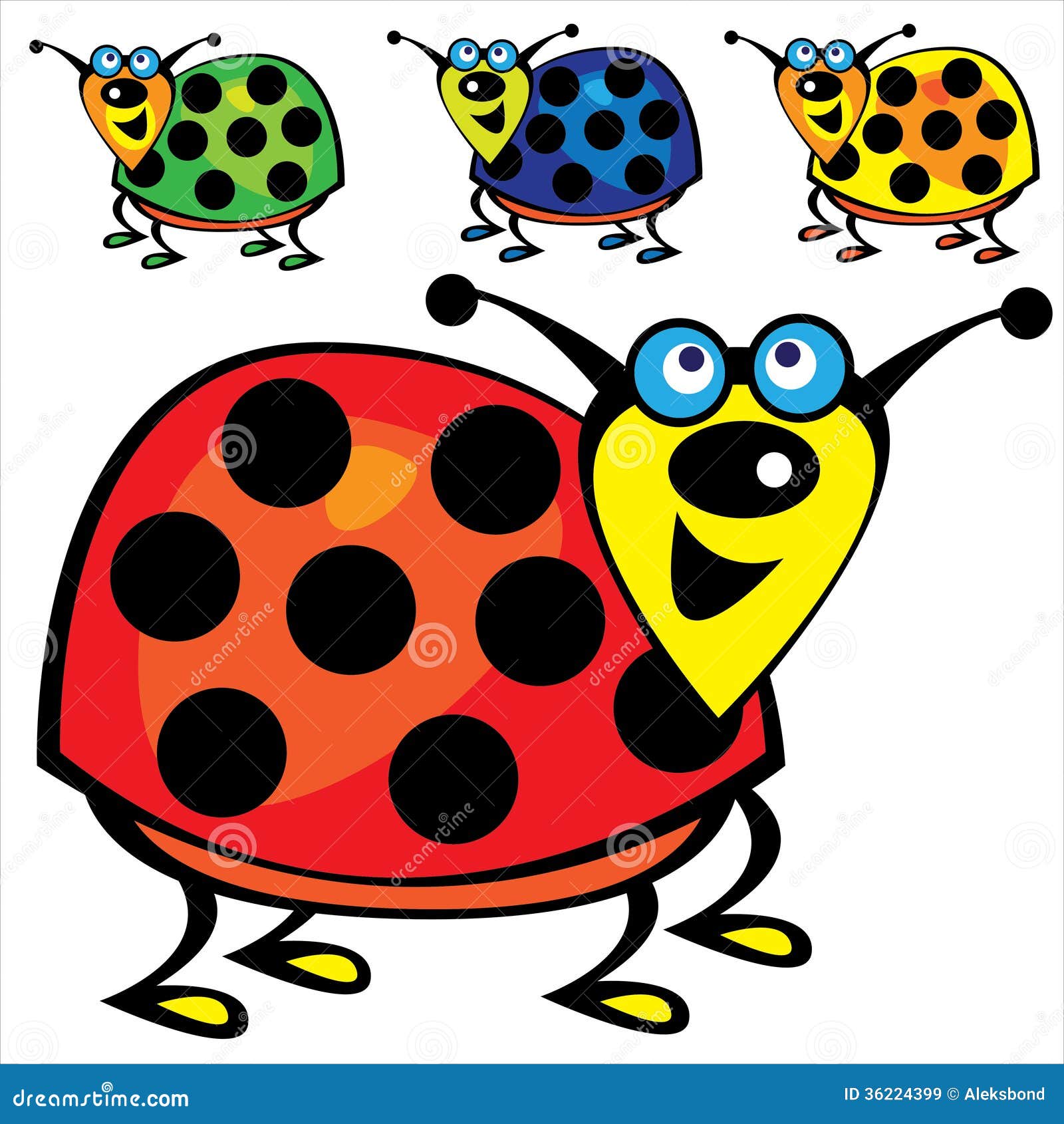 Colorful cute ladybugs set stock vector. Illustration of insect - 36224399