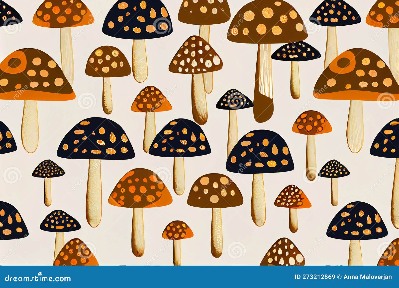 Colorful Cute Mushroom Pattern. Wallpaper and Background Stock ...