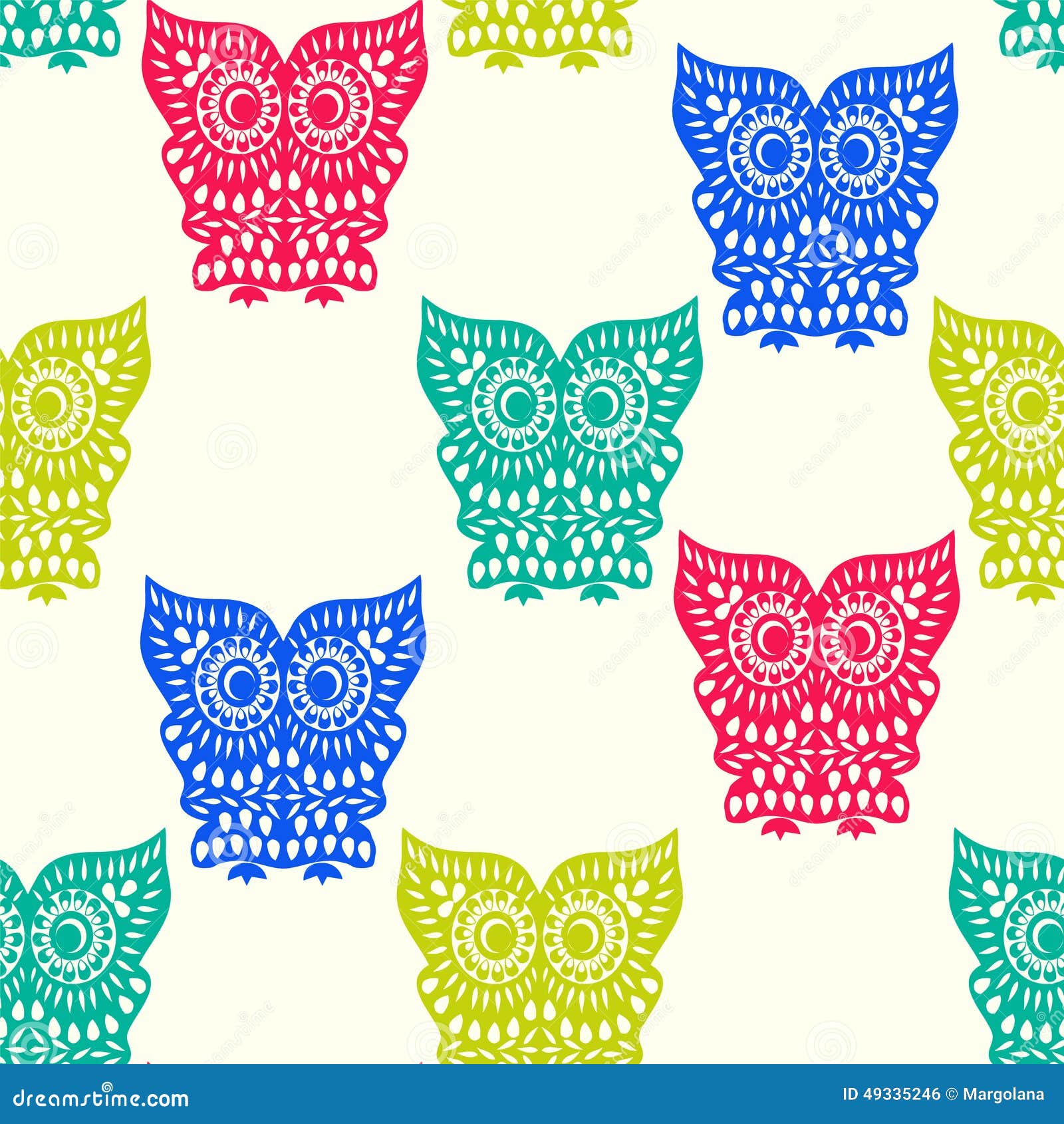 Colorful Cute Owl Pattern Seamless Stock Vector - Illustration of ...