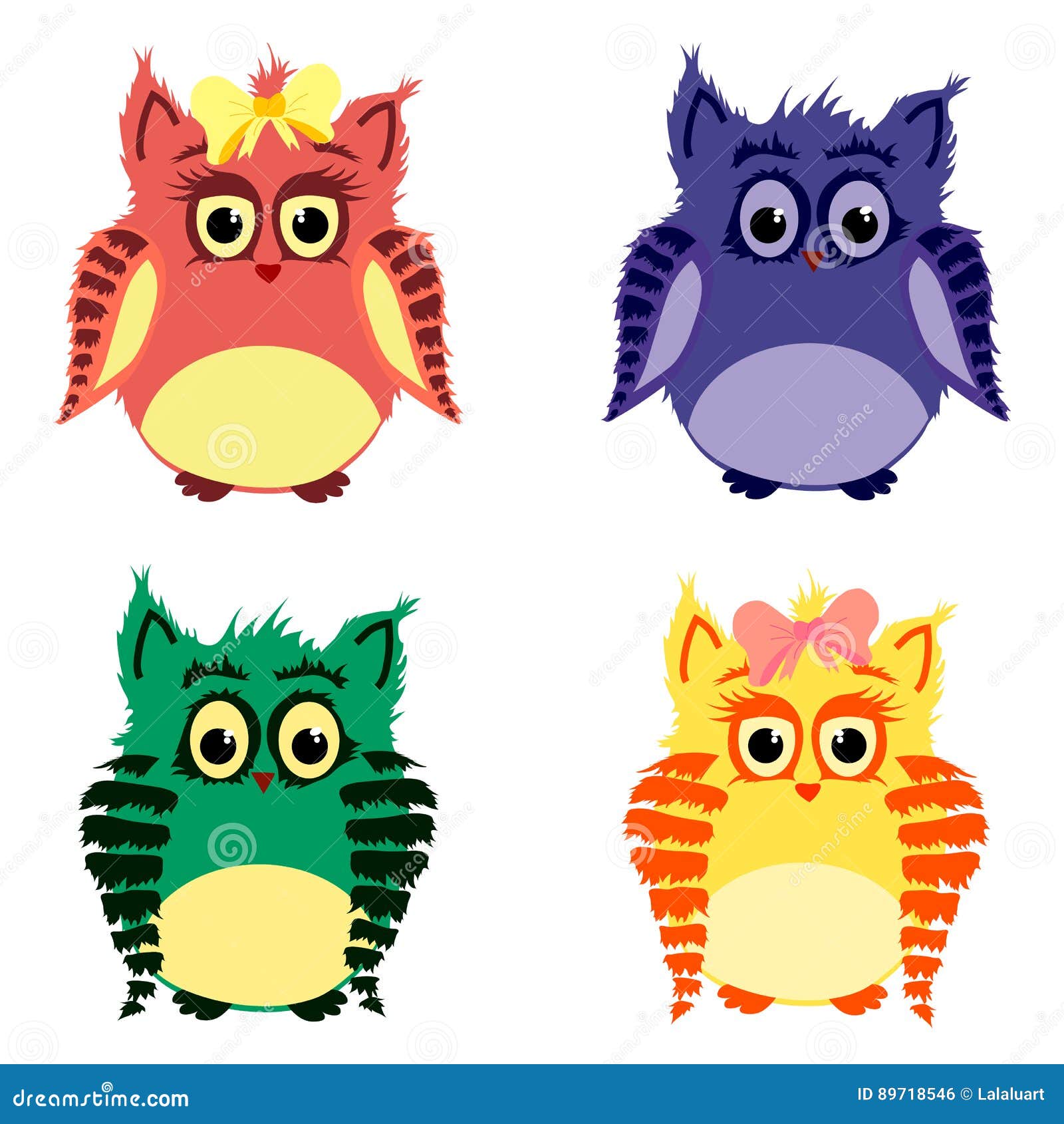 Colorful cute owls stock illustration. Illustration of cartoon - 89718546