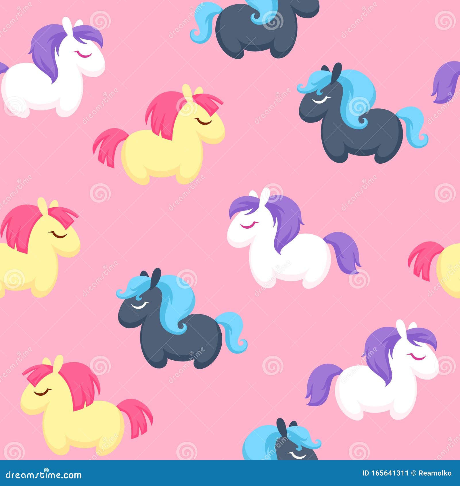 Cute Ponies And Unicorns. Colorful Cartoon Pony Mascot. Cute Little ...