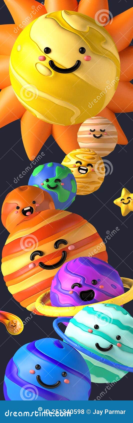 Colorful Cute Solar System Bookmark Stock Illustration - Illustration ...