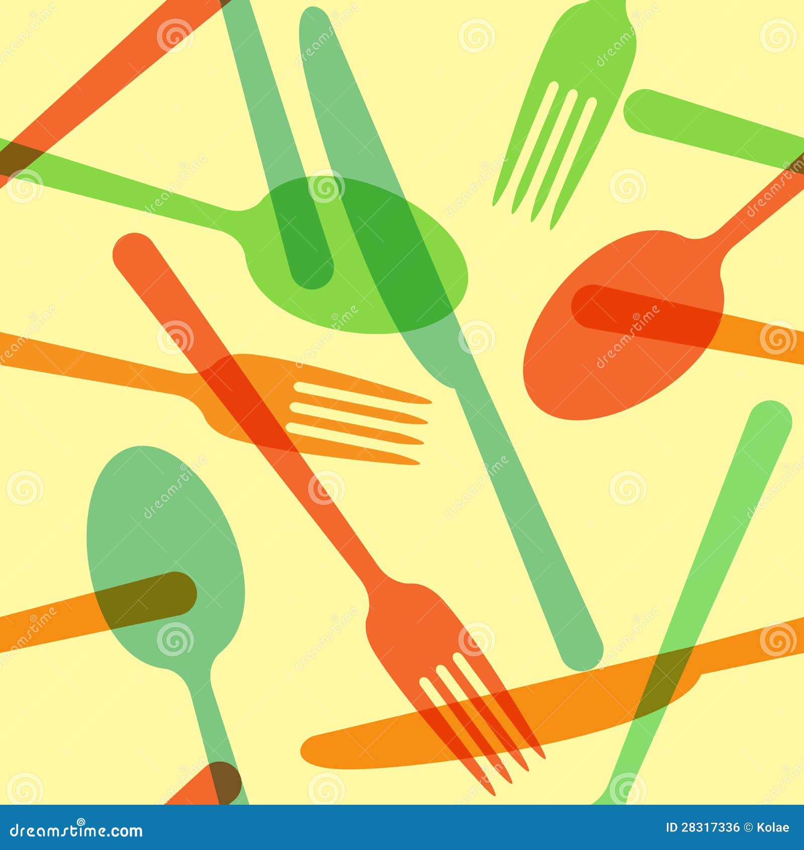 Colorful cutlery pattern stock vector. Illustration of menu - 28317336