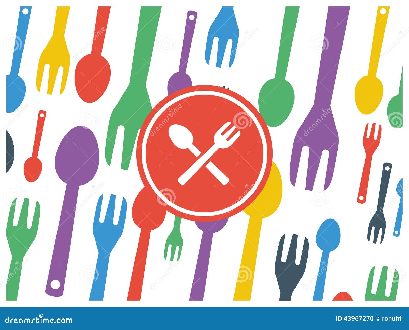 Colorful Cutlery Spoon and Fork Contemporary Pattern. Stock Vector ...