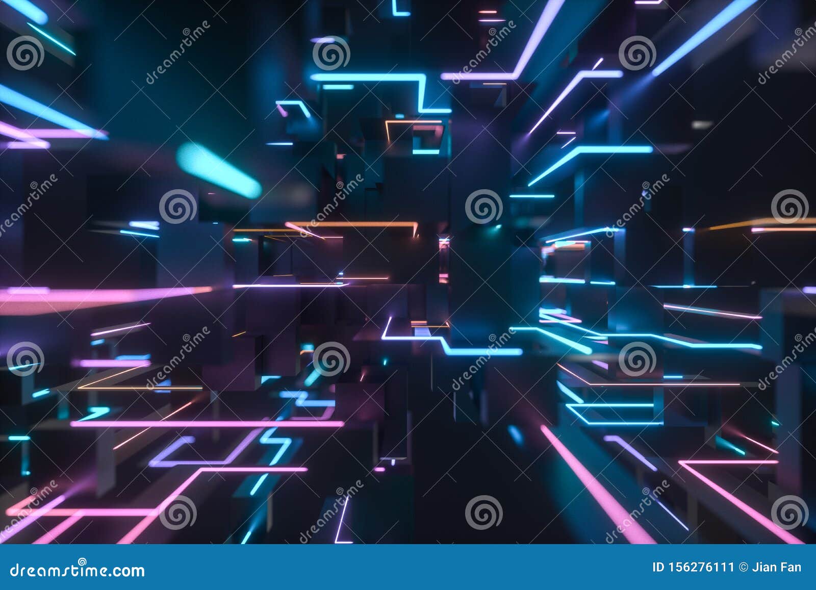 Colorful Cyber Space with Crossed Glowing Lines, 3d Rendering Stock ...