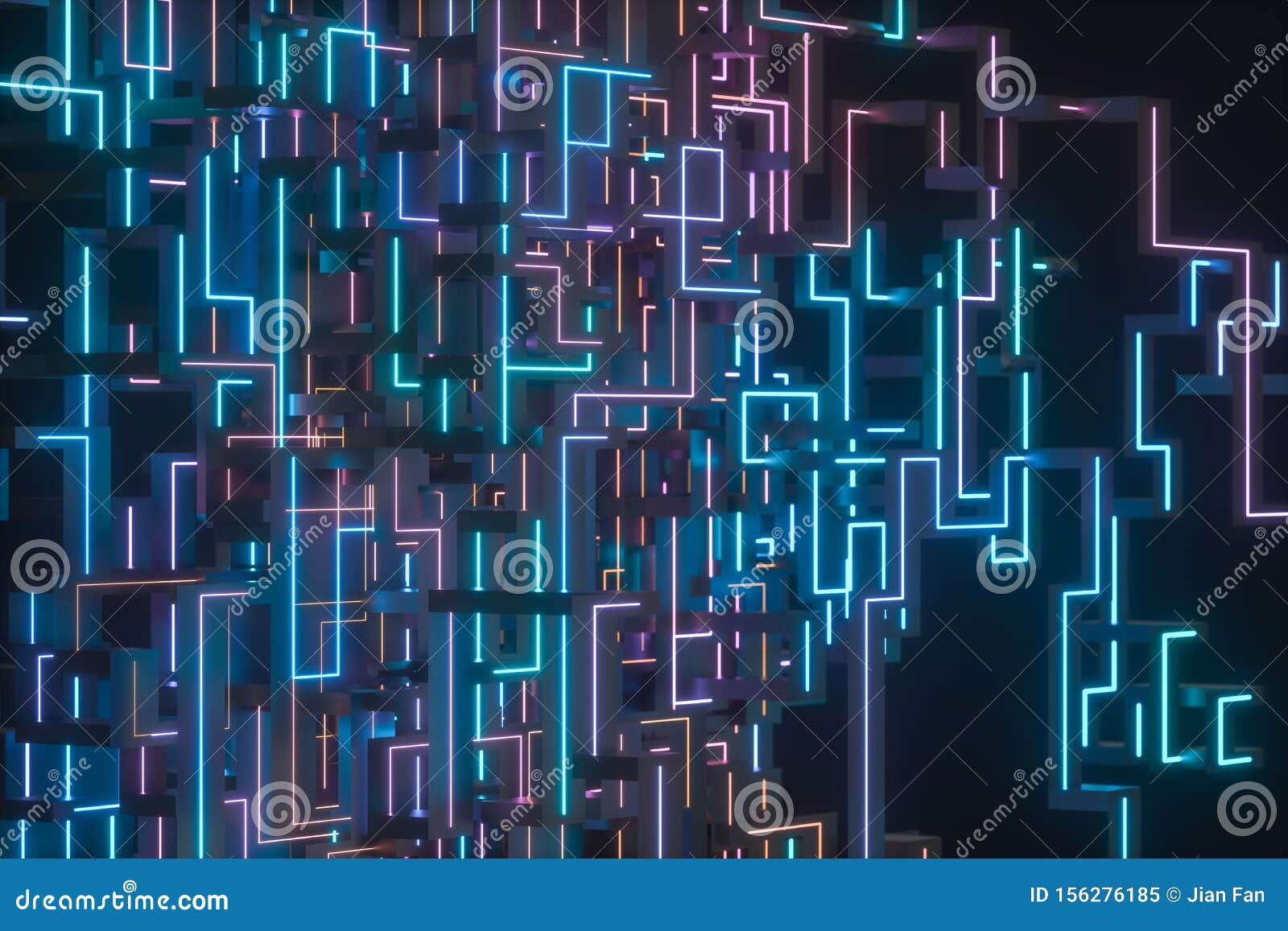 Colorful Cyber Space with Crossed Glowing Lines, 3d Rendering Stock ...