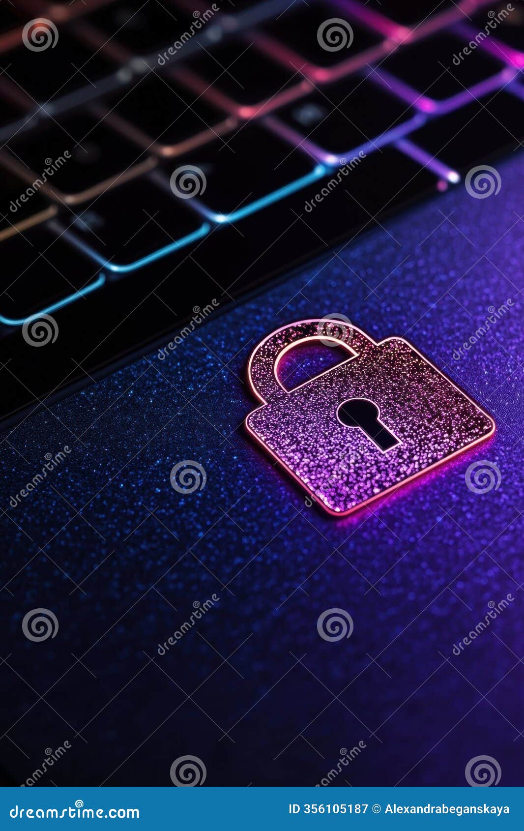 Colorful Cybersecurity Lock on Keyboard: Digital Protection Symbol in ...