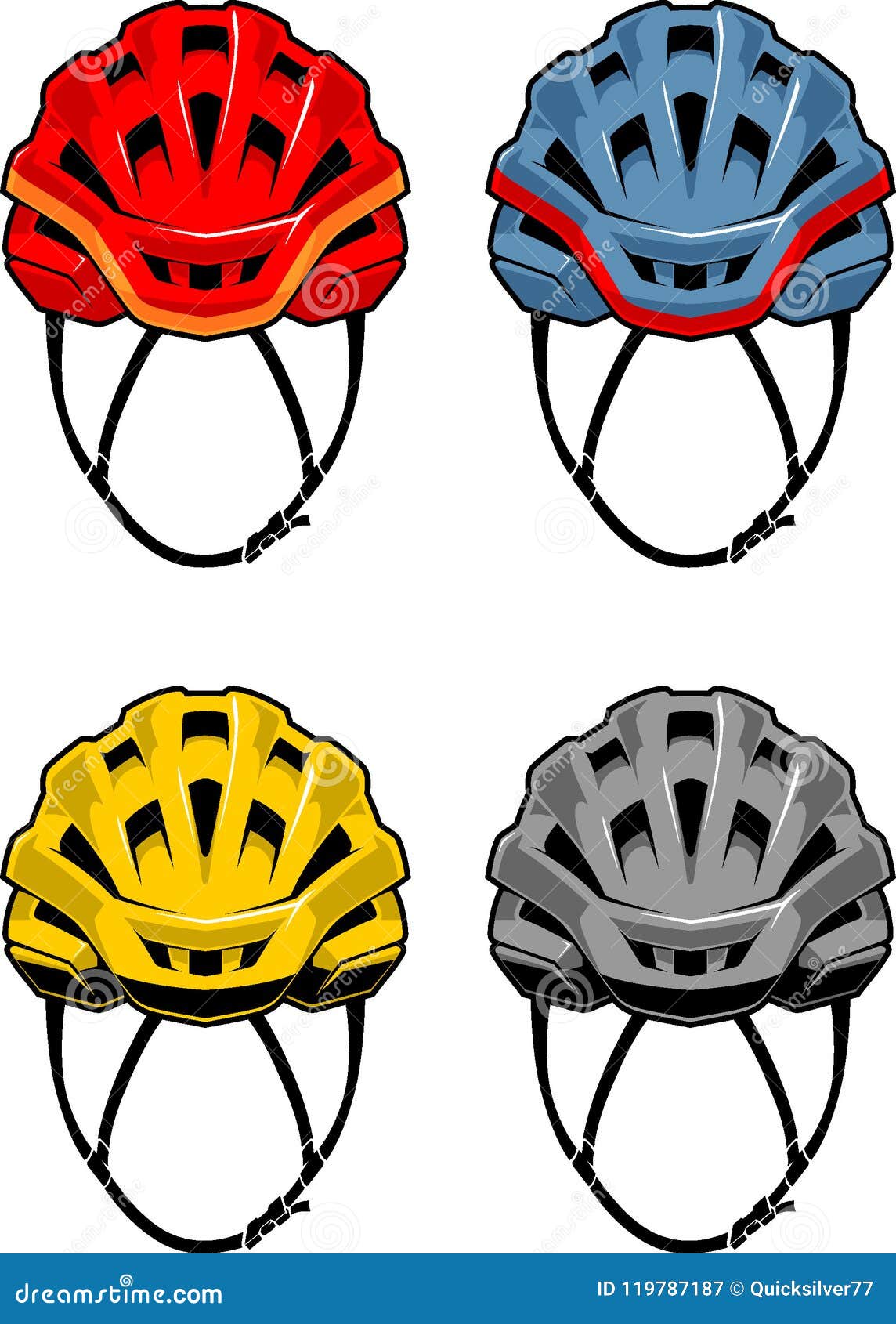 Colorful Cyclist Helmet Front Set Stock Vector - Illustration of ...