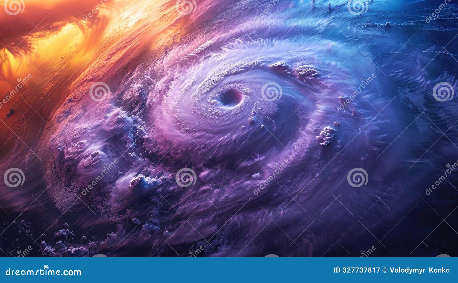 Colorful Cyclone Storm Over Ocean with Dramatic Sky, Nature Power ...