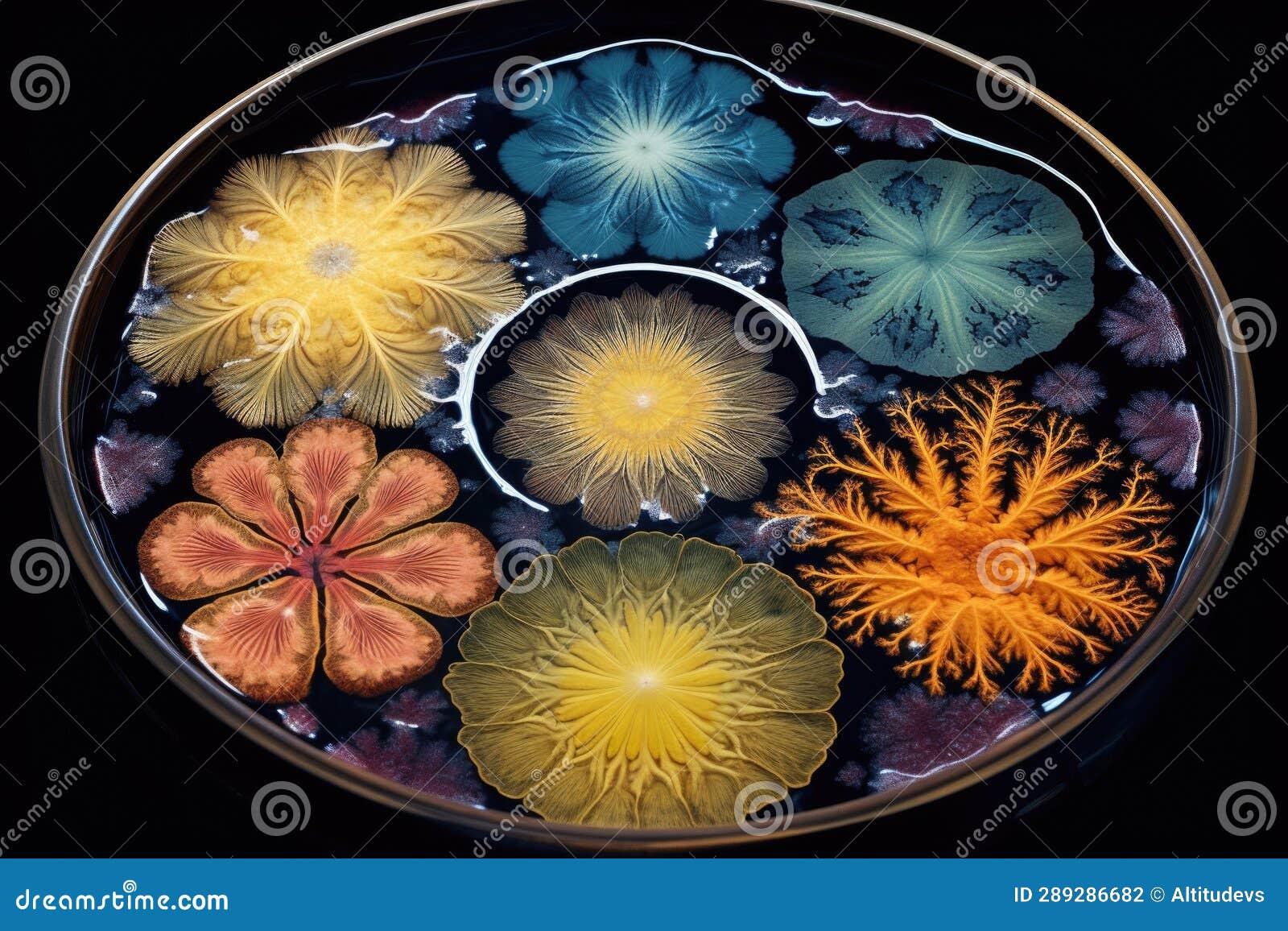 Colorful Cymatics Patterns in Oil and Water Stock Illustration ...