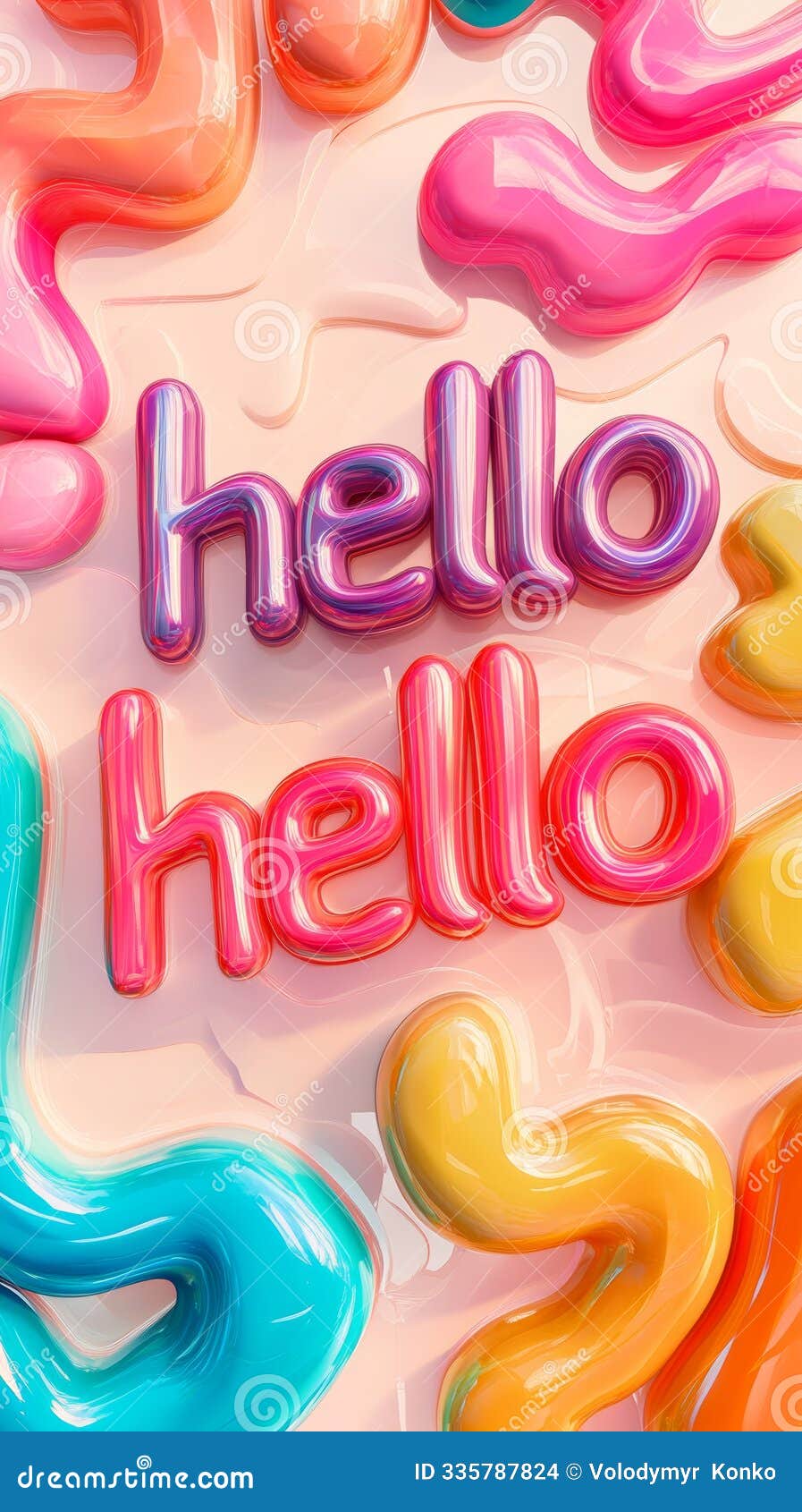 Colorful 3D Abstract Shapes with Hello Text in Vibrant Colors, Creative ...