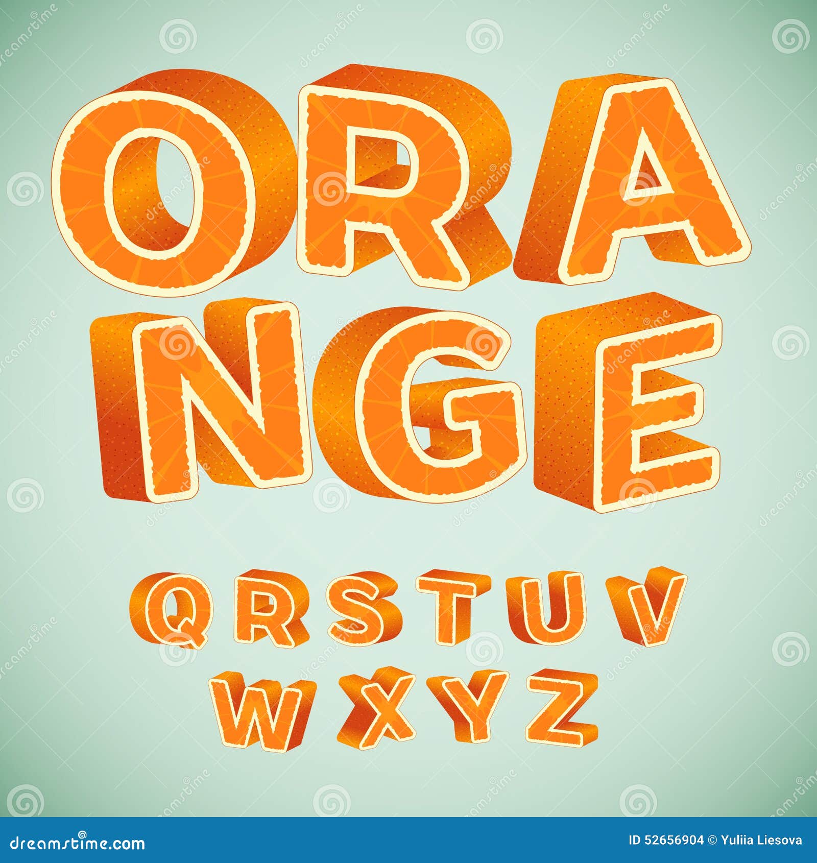 Colorful 3d Alphabet with Orange Pattern Stock Vector - Illustration of ...