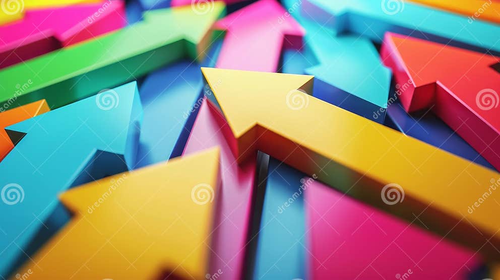 Colorful 3d Arrows Pointing in Multiple Directions Stock Photo - Image ...