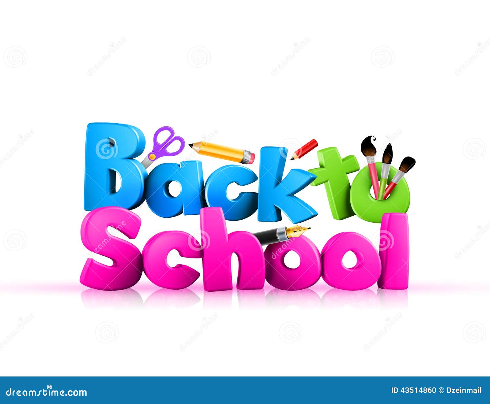Colorful 3d Back To School Text Stock Illustration - Illustration of ...