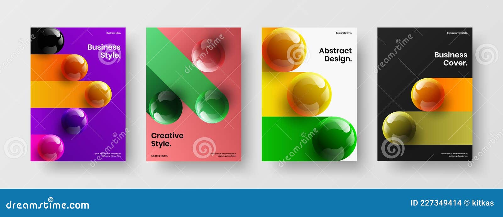 Colorful 3D Balls Front Page Layout Composition Stock Vector ...