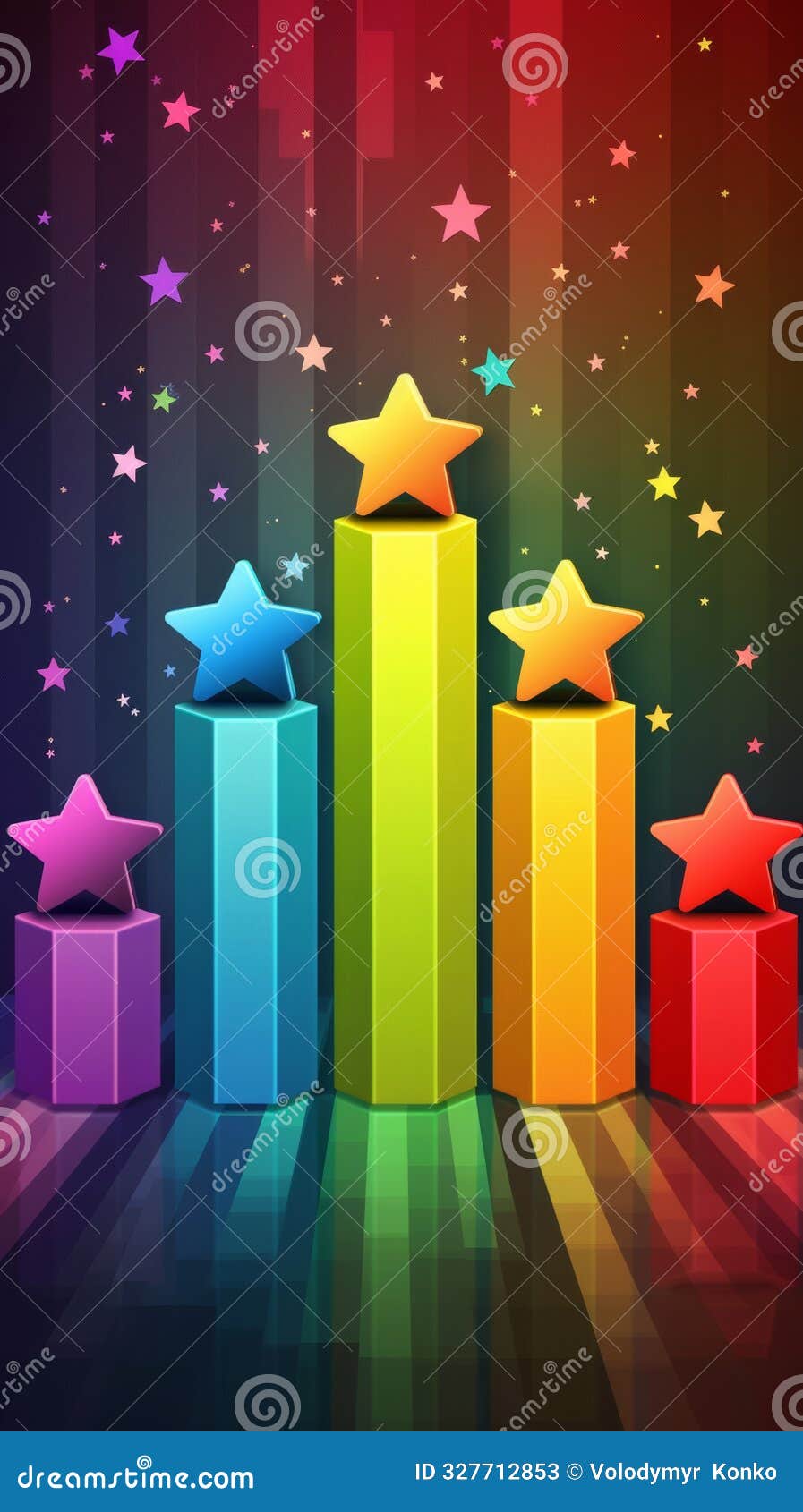 Colorful 3d Bar Graph with Stars on Top, Performance and Success ...